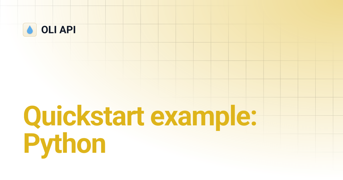 Quickstart example: Python | OLI API